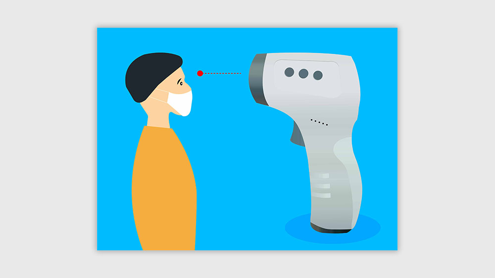 Infrared-thermometer-checking-man-temperature Illustration - Premium ...