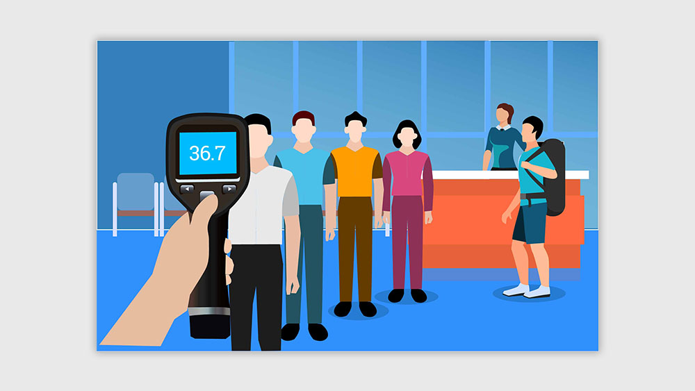 Thermal Temperature Scanning of people Illustration - Premium Graphics ...